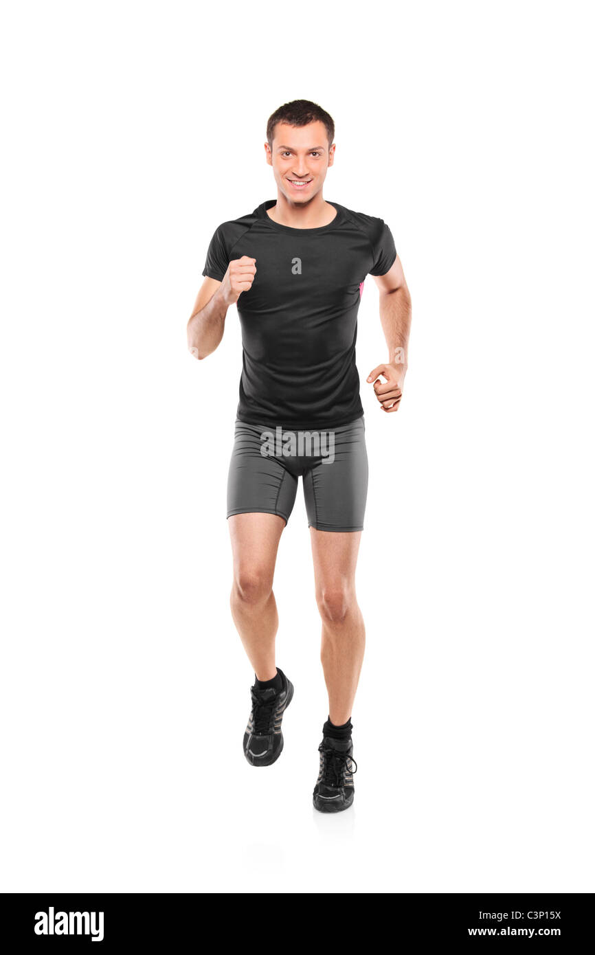 Full length portrait of a male athlete running Stock Photo - Alamy