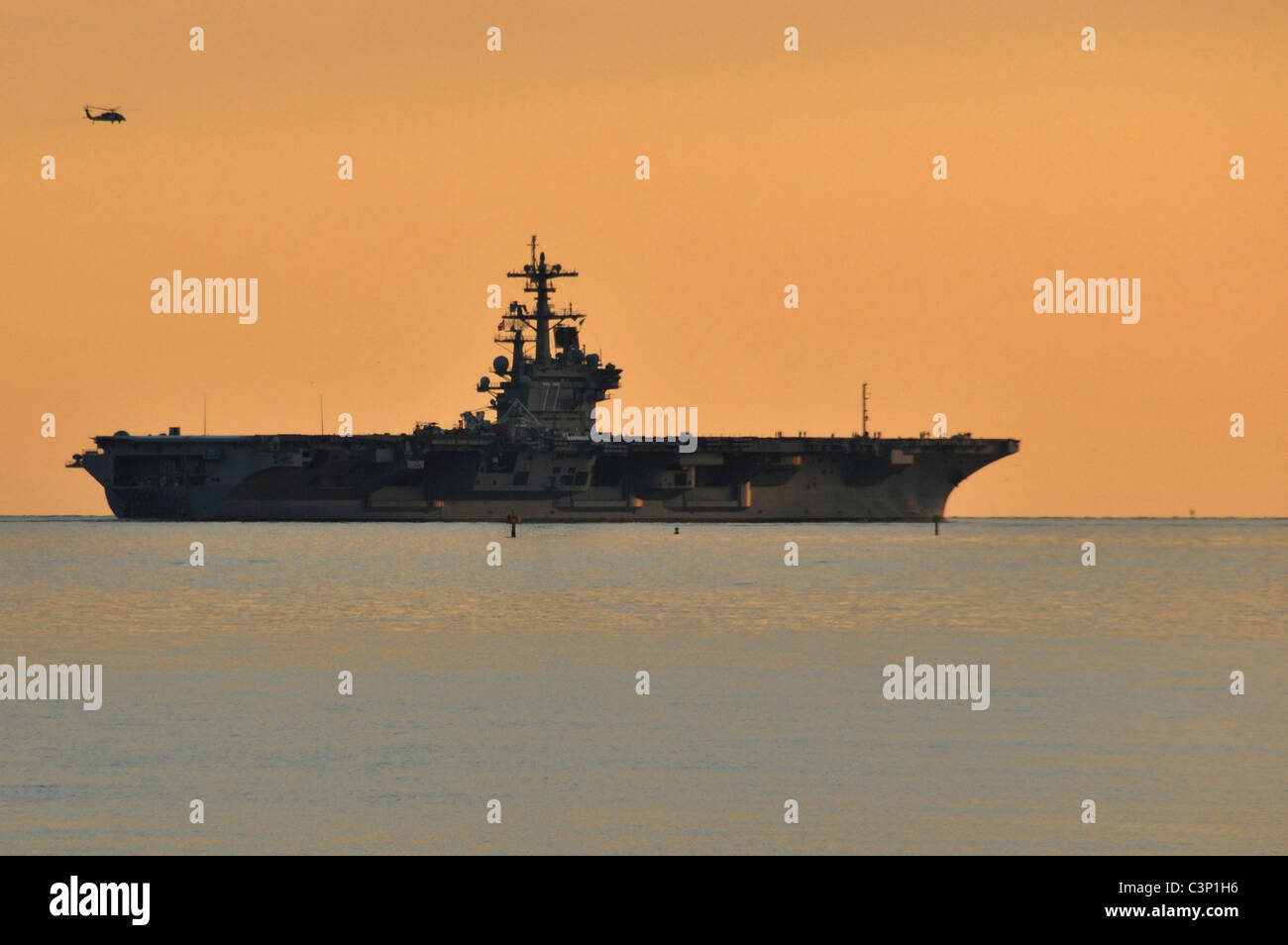 Aircraft carrier USS H.W. Bush, the newest in the US Naval Fleet ...