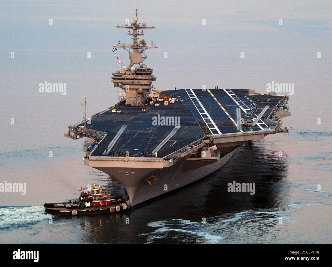 Aircraft carrier USS H.W. Bush, the newest in the US Naval Fleet ...