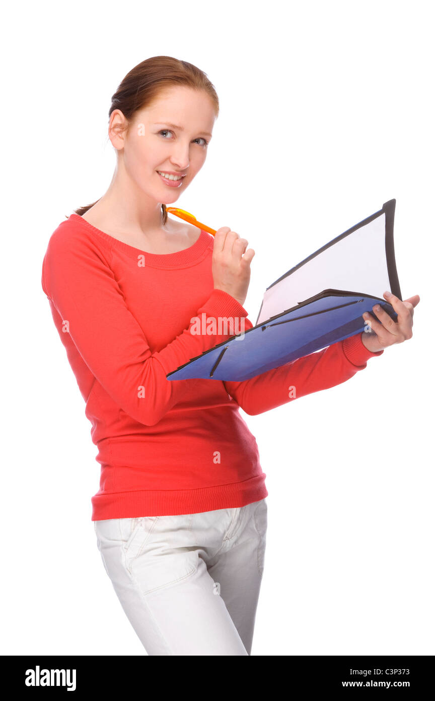 Full isolated portrait of a beautiful and happy young student Stock ...