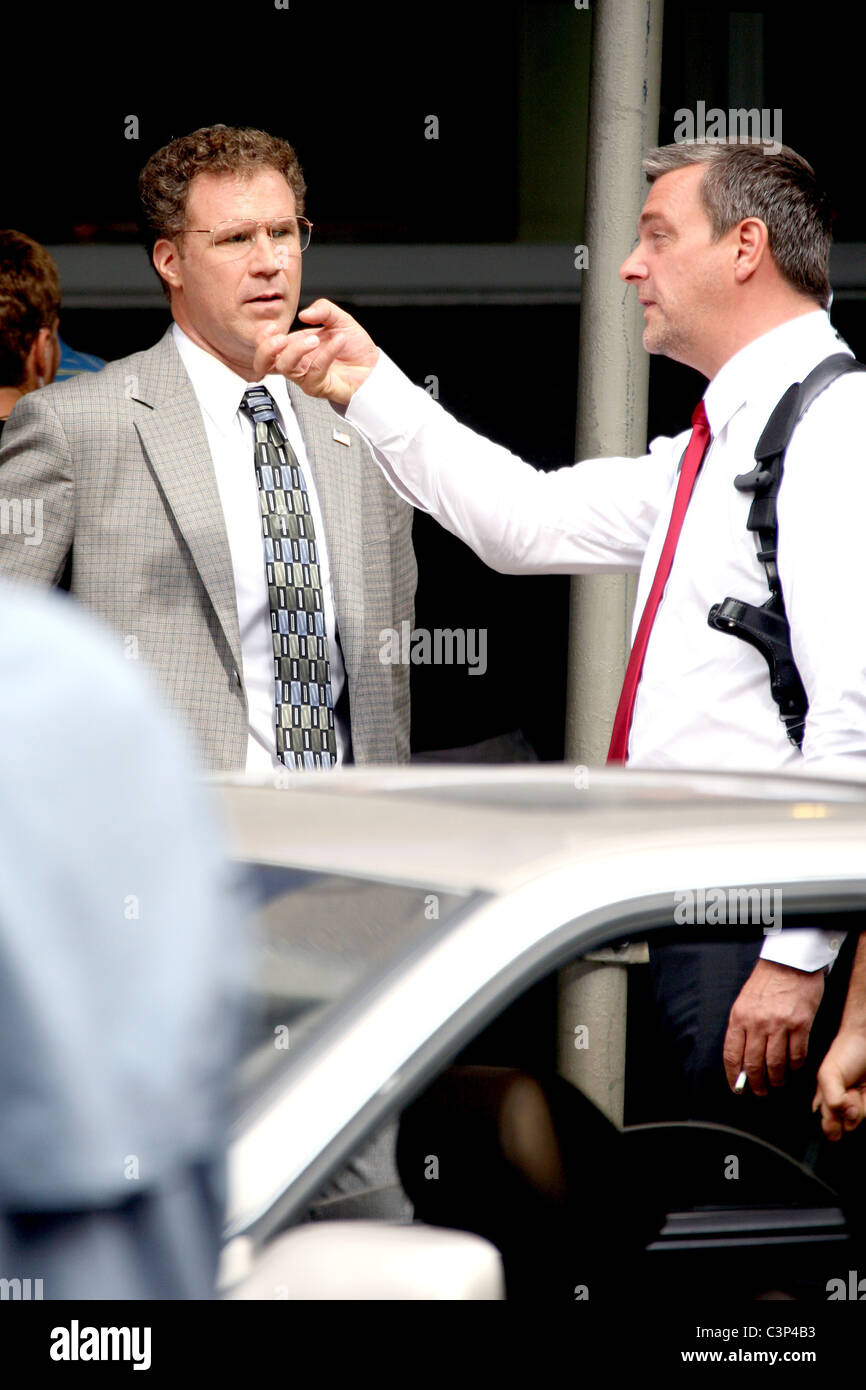 Will Ferrell on the set of his new movie 'The Other Guys' filming on ...