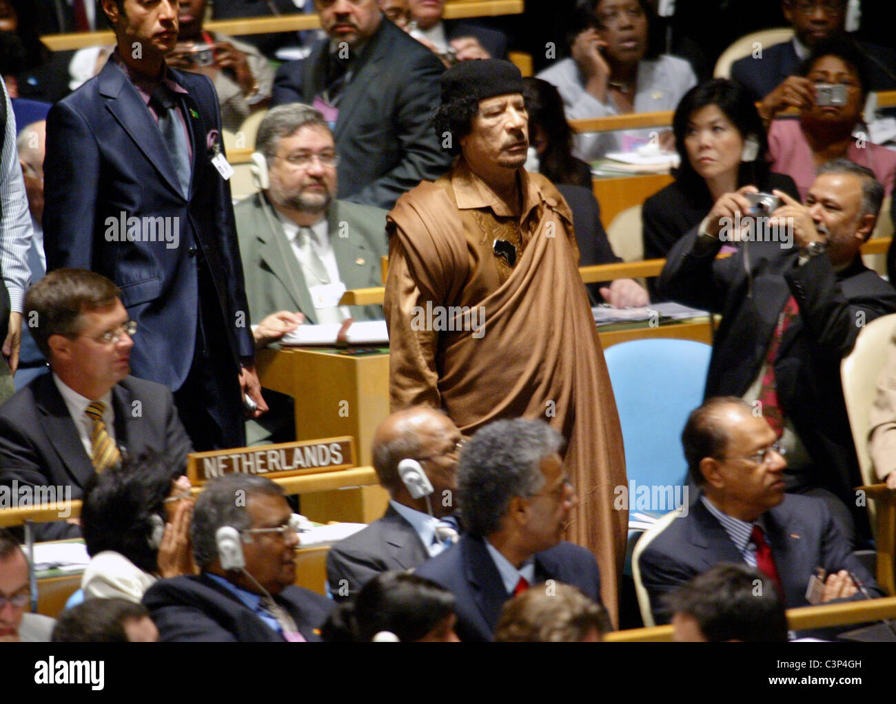 Libyan leader Colonel Gadhafi attends the 64th General Assembly at ...