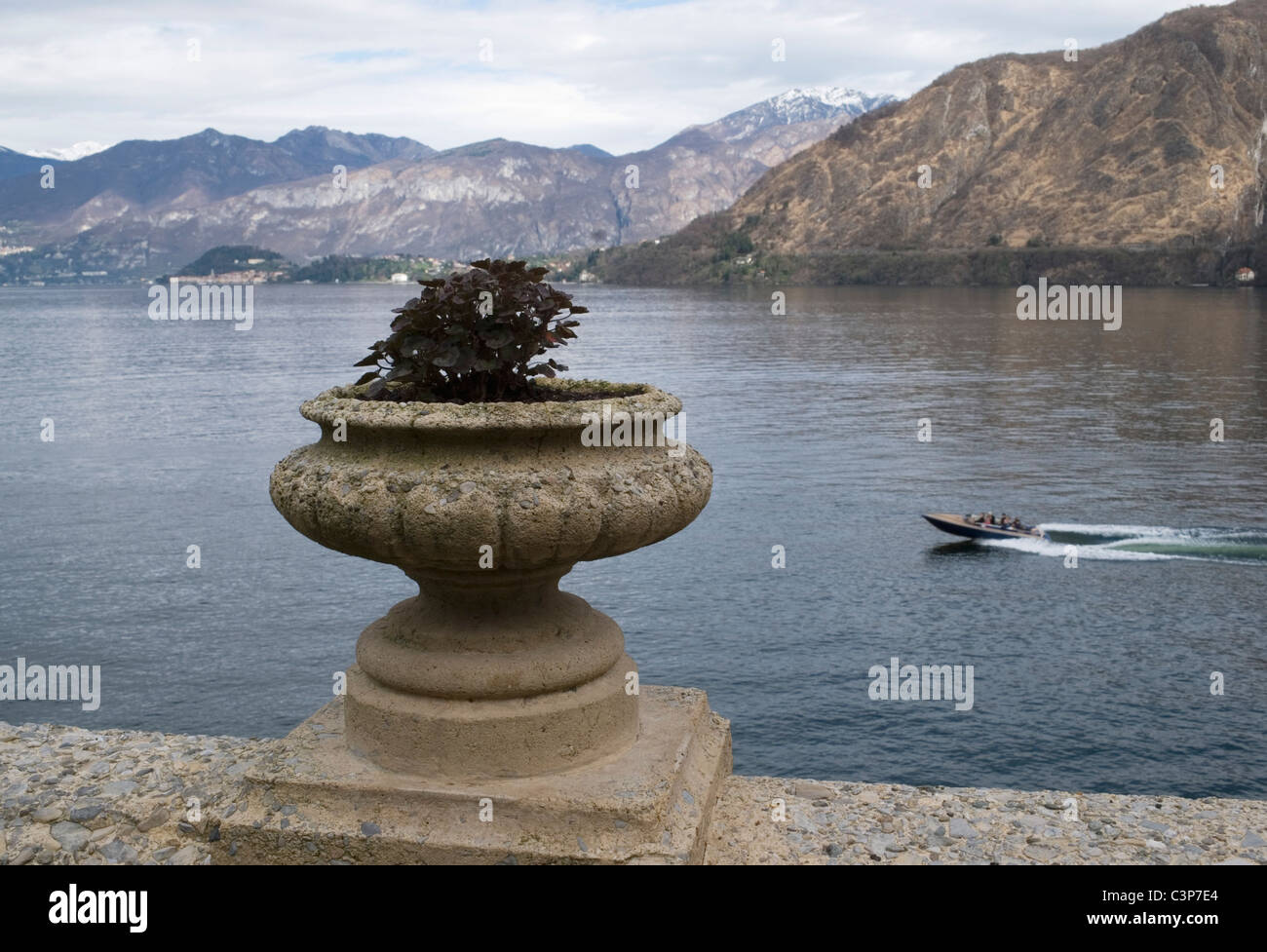 antique pot and lake como scenery - Italy Stock Photo - Alamy