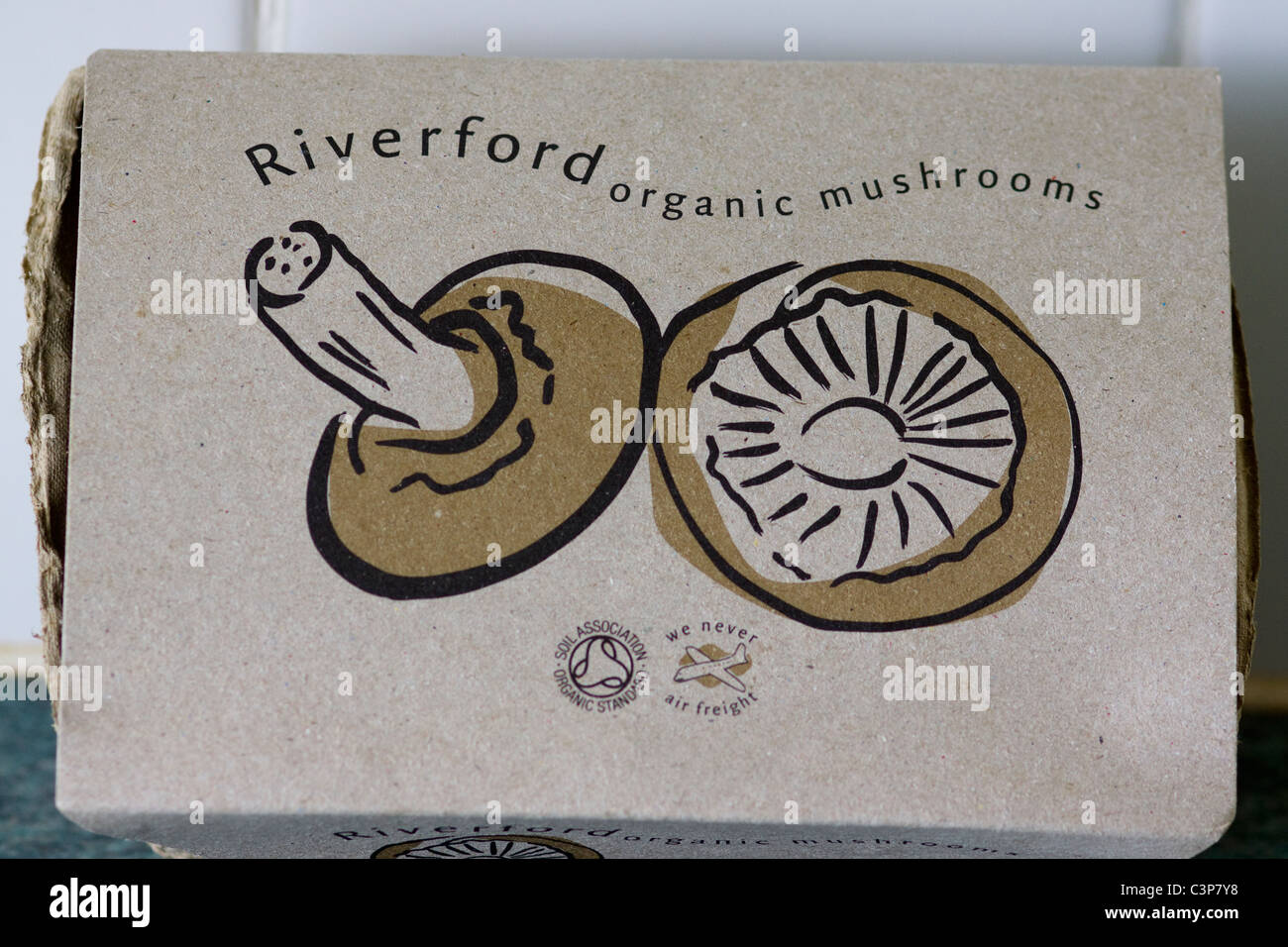 Organic Mushroom Box with the Organic Symbol printed on it Stock Photo ...