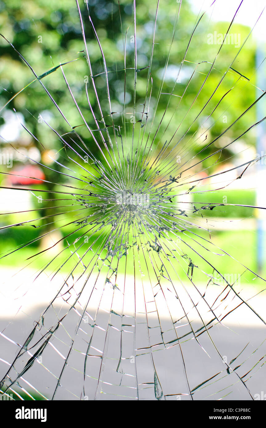 Picture showing a broken pane on a blur background Stock Photo - Alamy