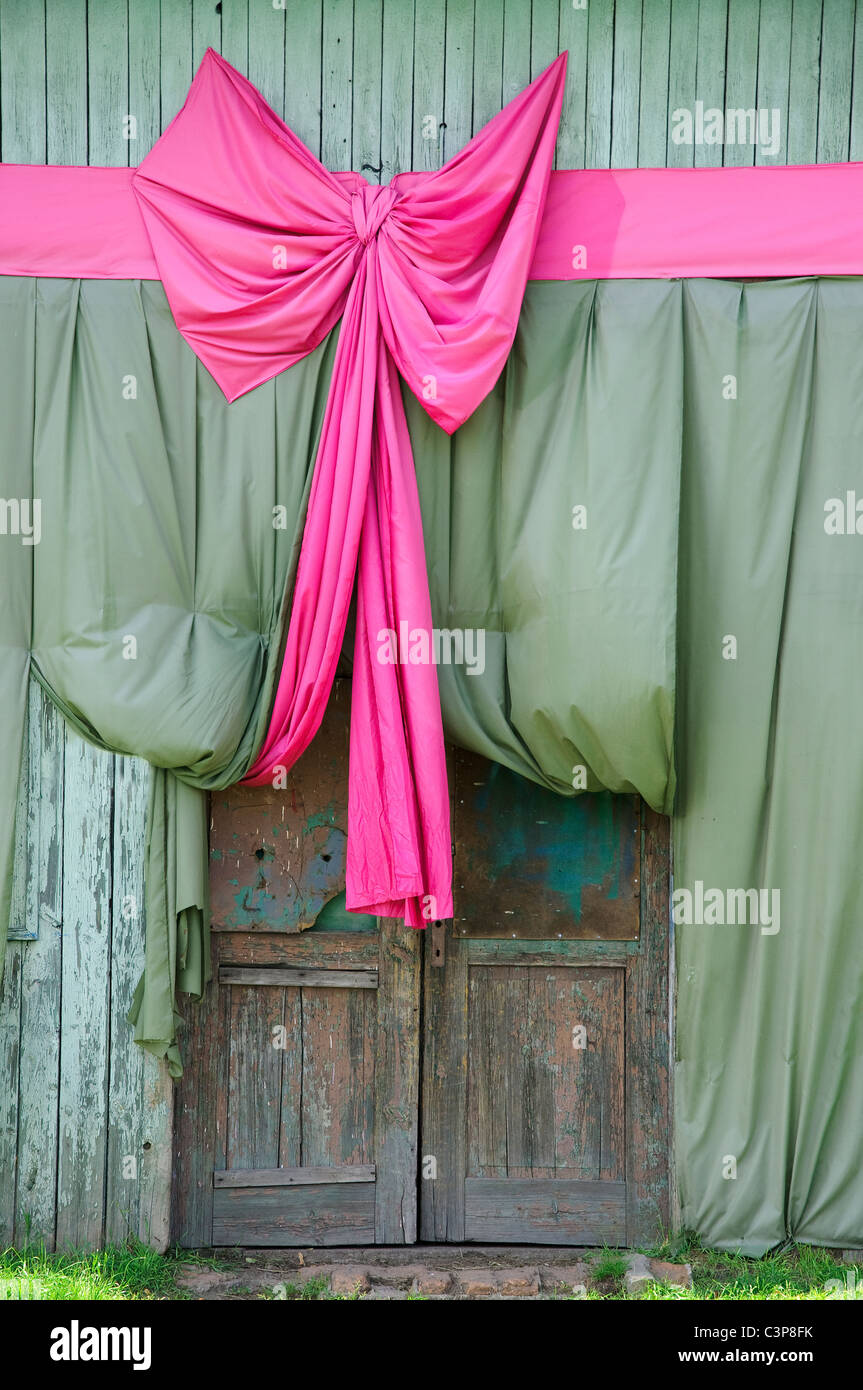 Picture showing a bow on an old building Stock Photo - Alamy