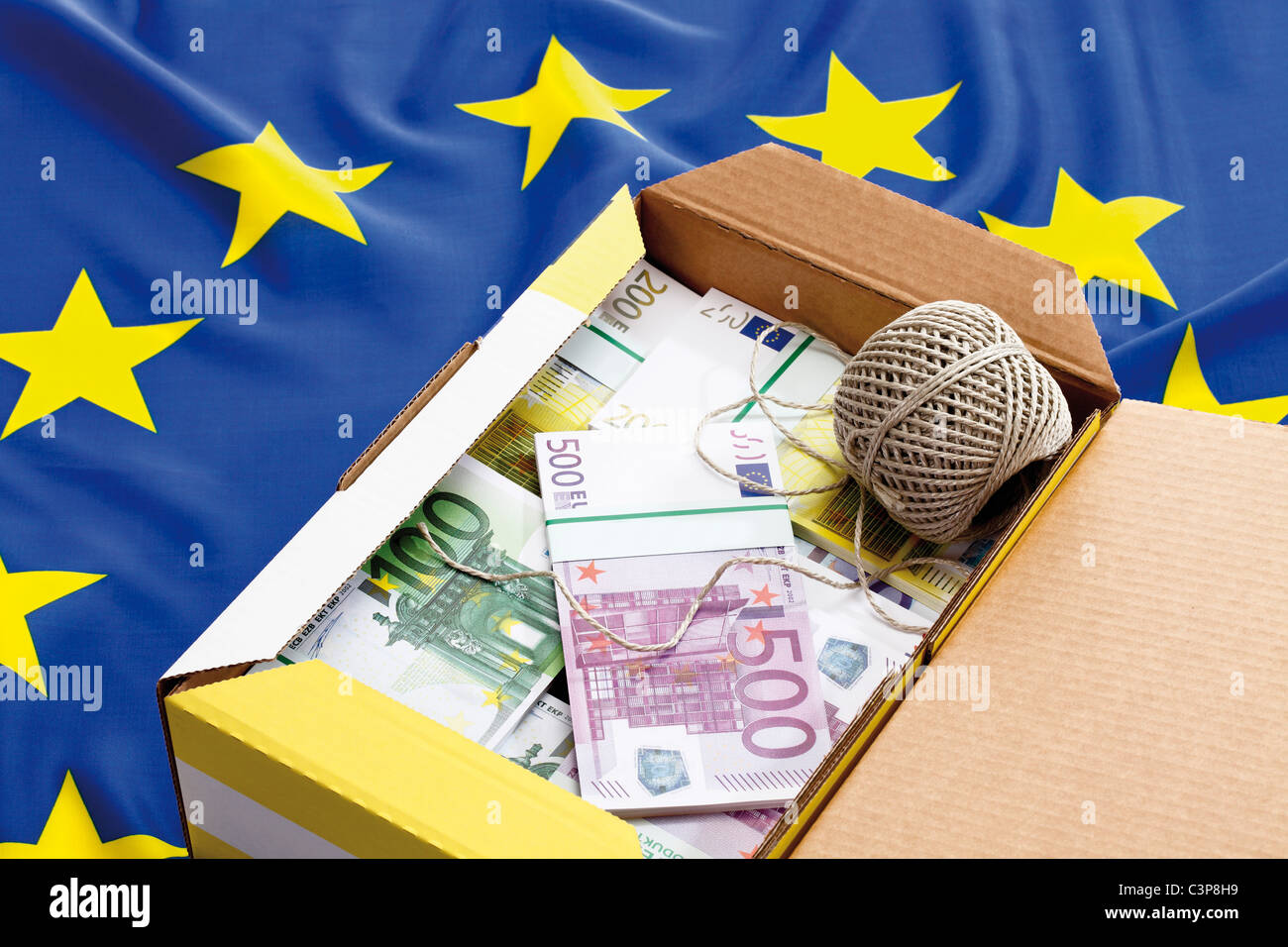 Money parcel on european union flag hi-res stock photography and images ...