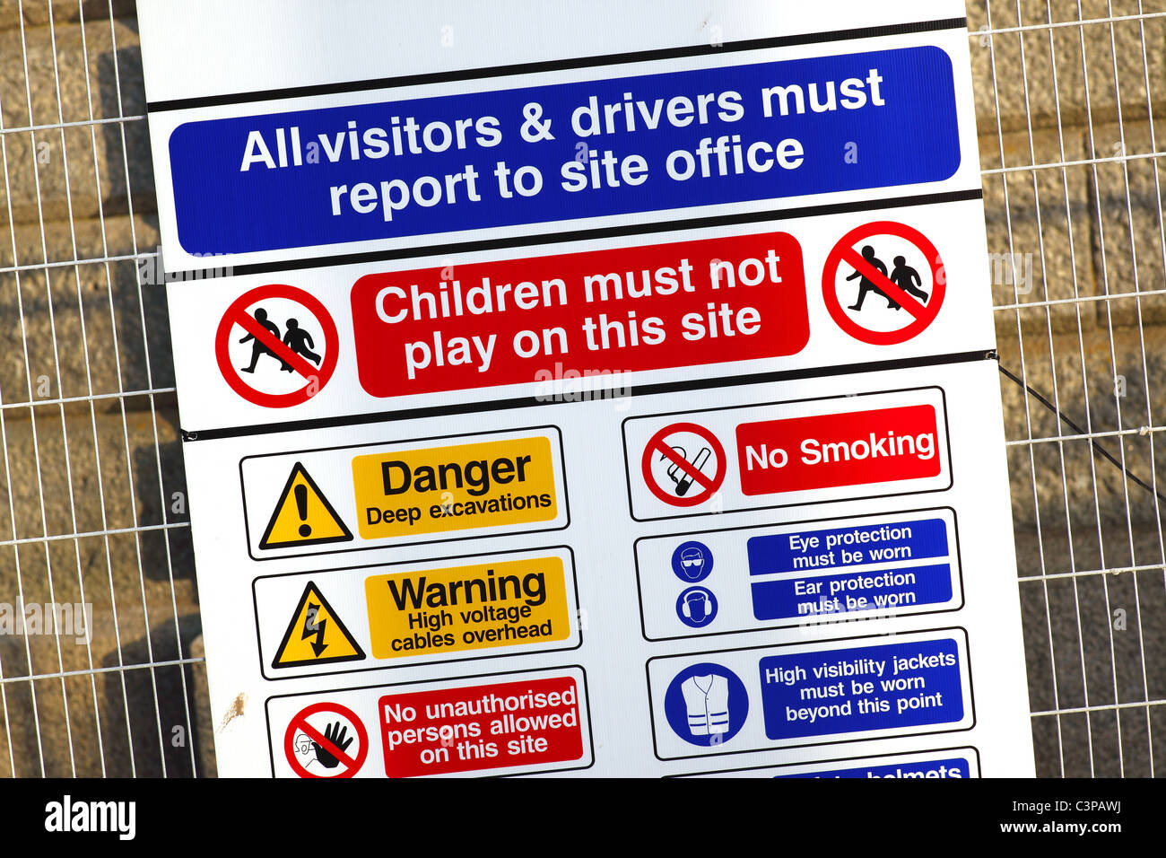 Building site safety notice Stock Photo - Alamy
