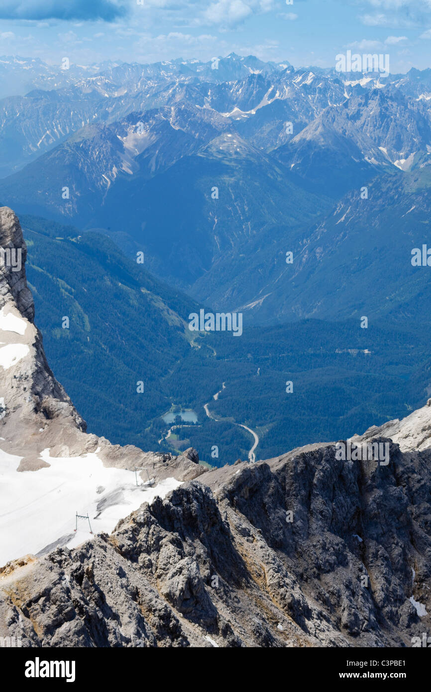 Germany, Bavaria, Zugspitze, View of mountain ranges and Fern pass in ...