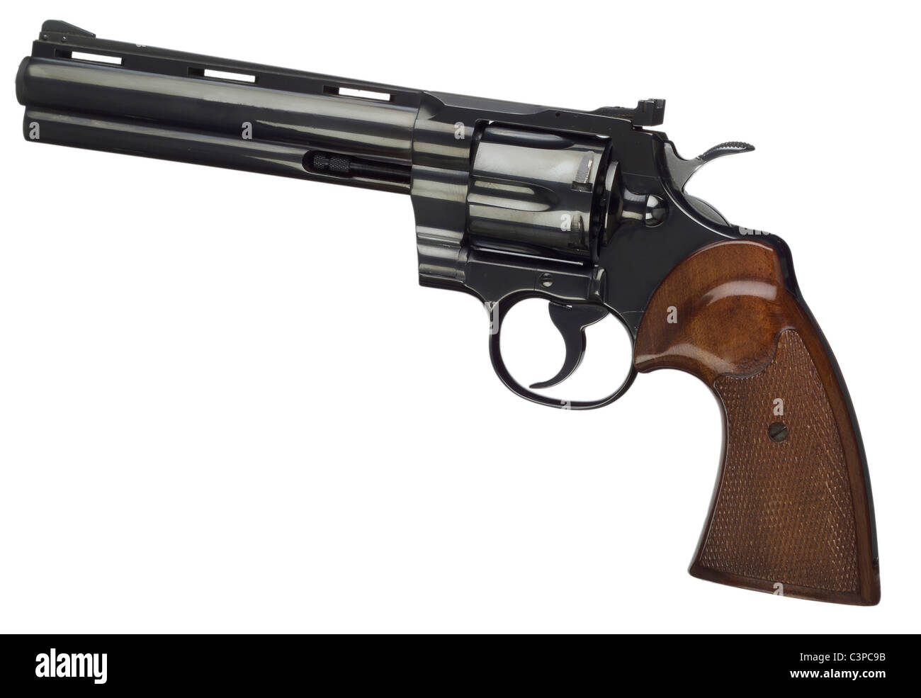Close up of revolver against white background Stock Photo - Alamy