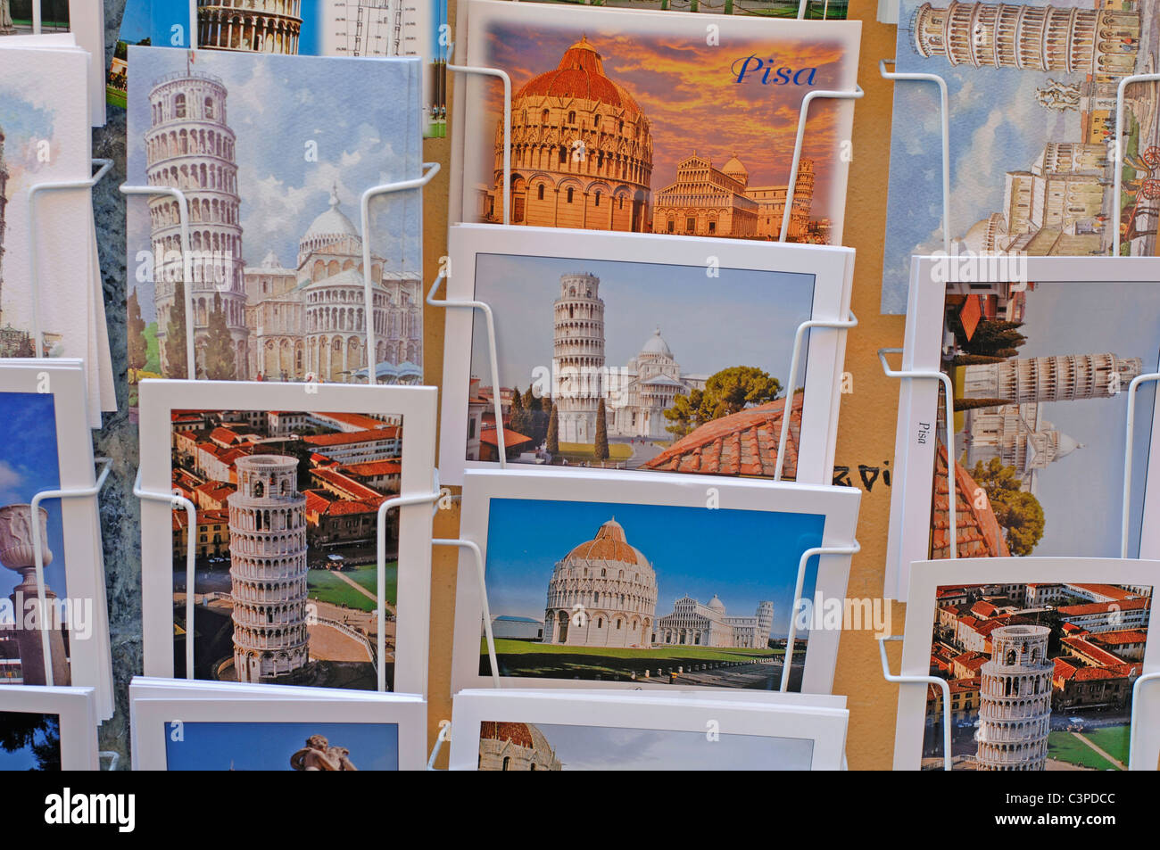 Italy, Pisa, Postcard stand with post cards in shop Stock Photo - Alamy
