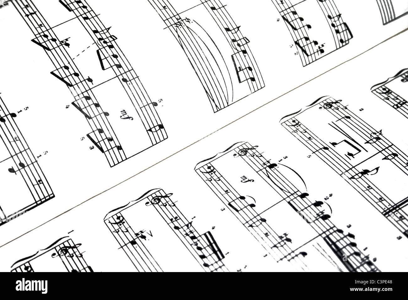 High contrast music notes sheet Stock Photo - Alamy