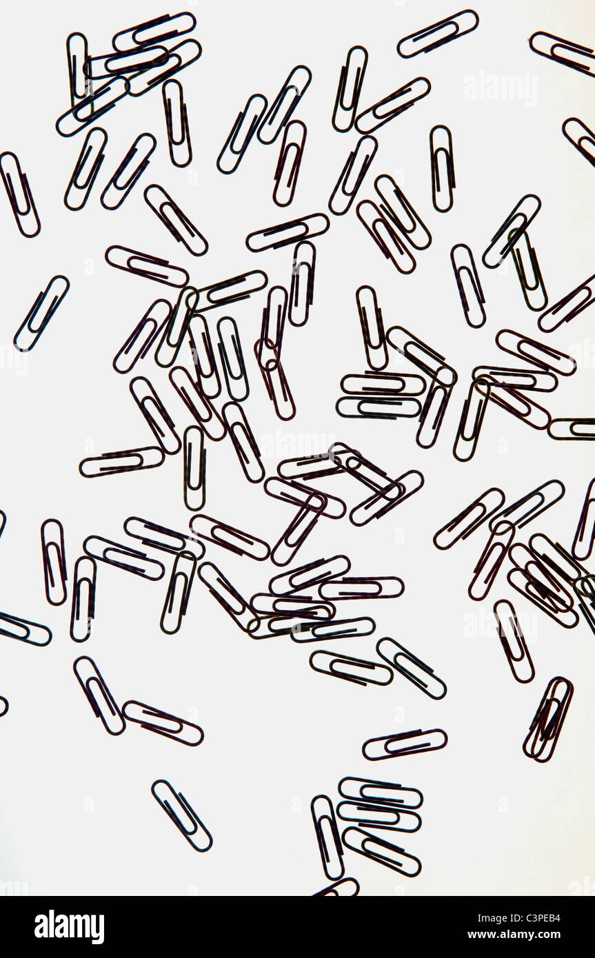 Paper clips on white background Stock Photo - Alamy