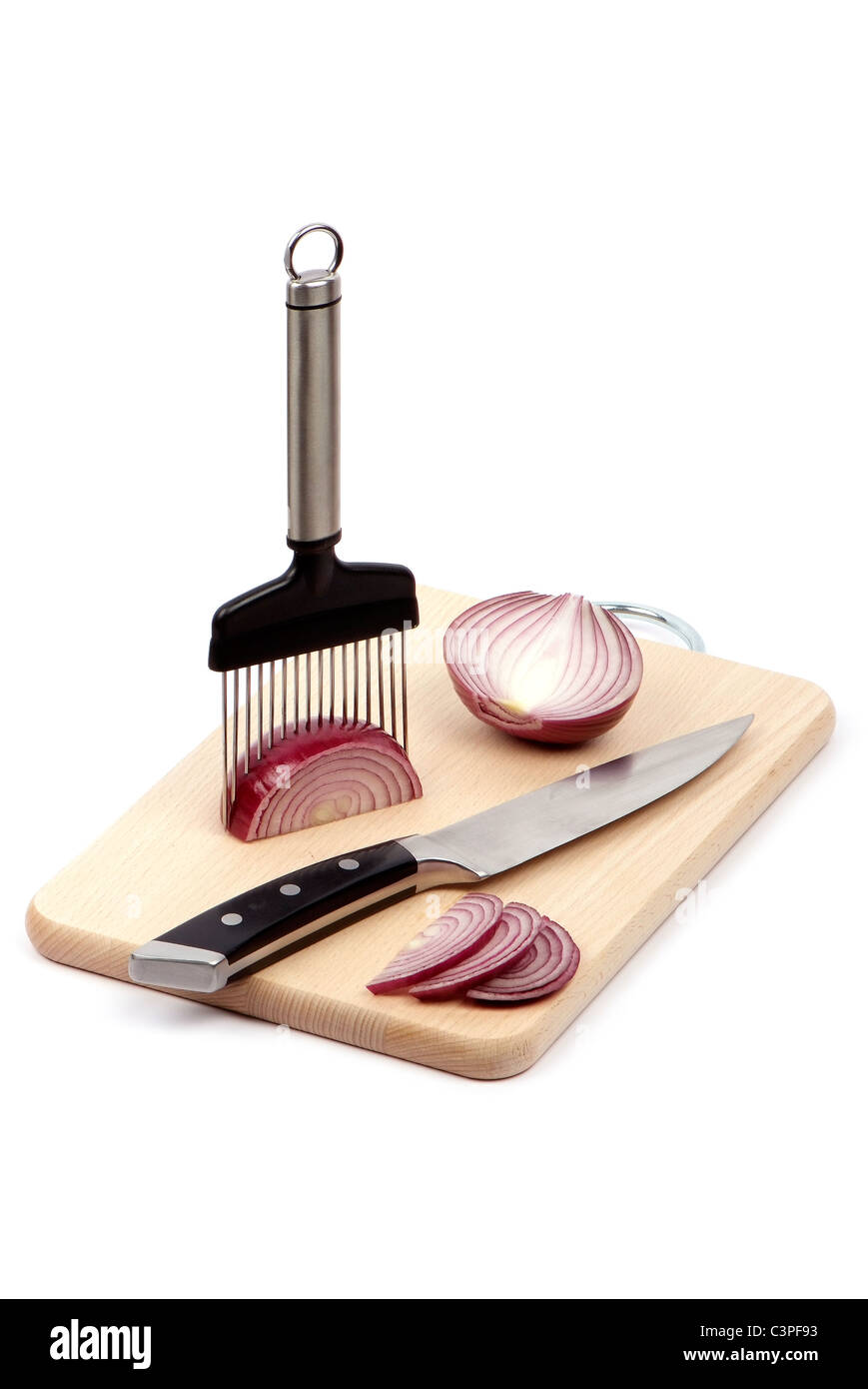 onion holder with sliced onion on board Stock Photo - Alamy