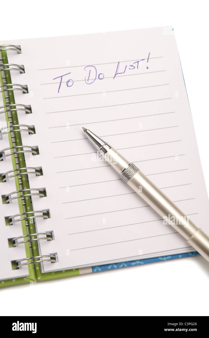 To do list book with pen Stock Photo - Alamy