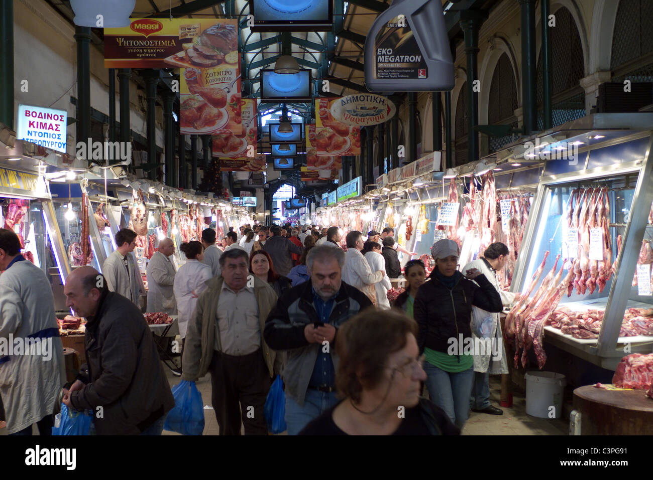GREECE ATTICA ATHENS PLAKA ATHINAS MEAT MARKET Stock Photo - Alamy