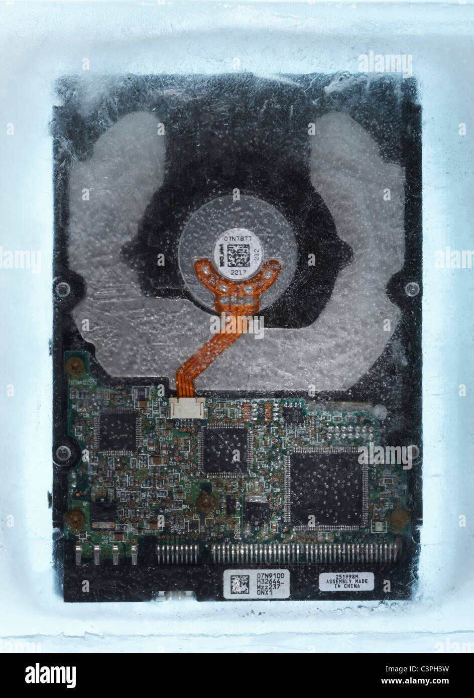 Deep frozen hard disk, elevated view Stock Photo - Alamy