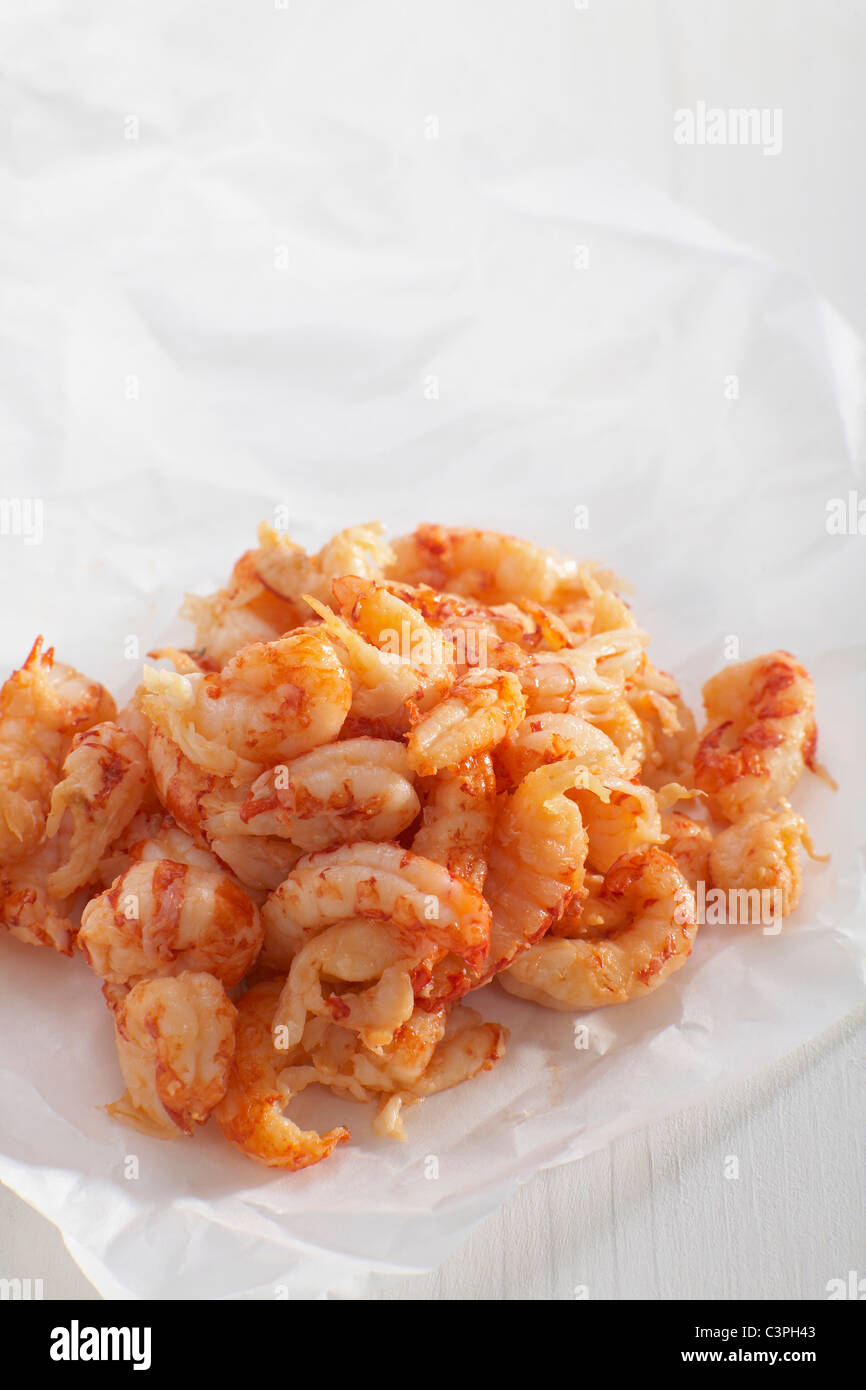 Prepared crayfish on tissue against white background Stock Photo - Alamy