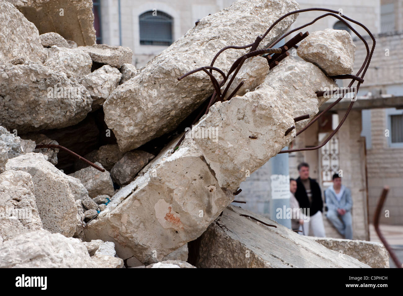 The rubble of a Palestinian home demolished by Israeli forces Stock ...