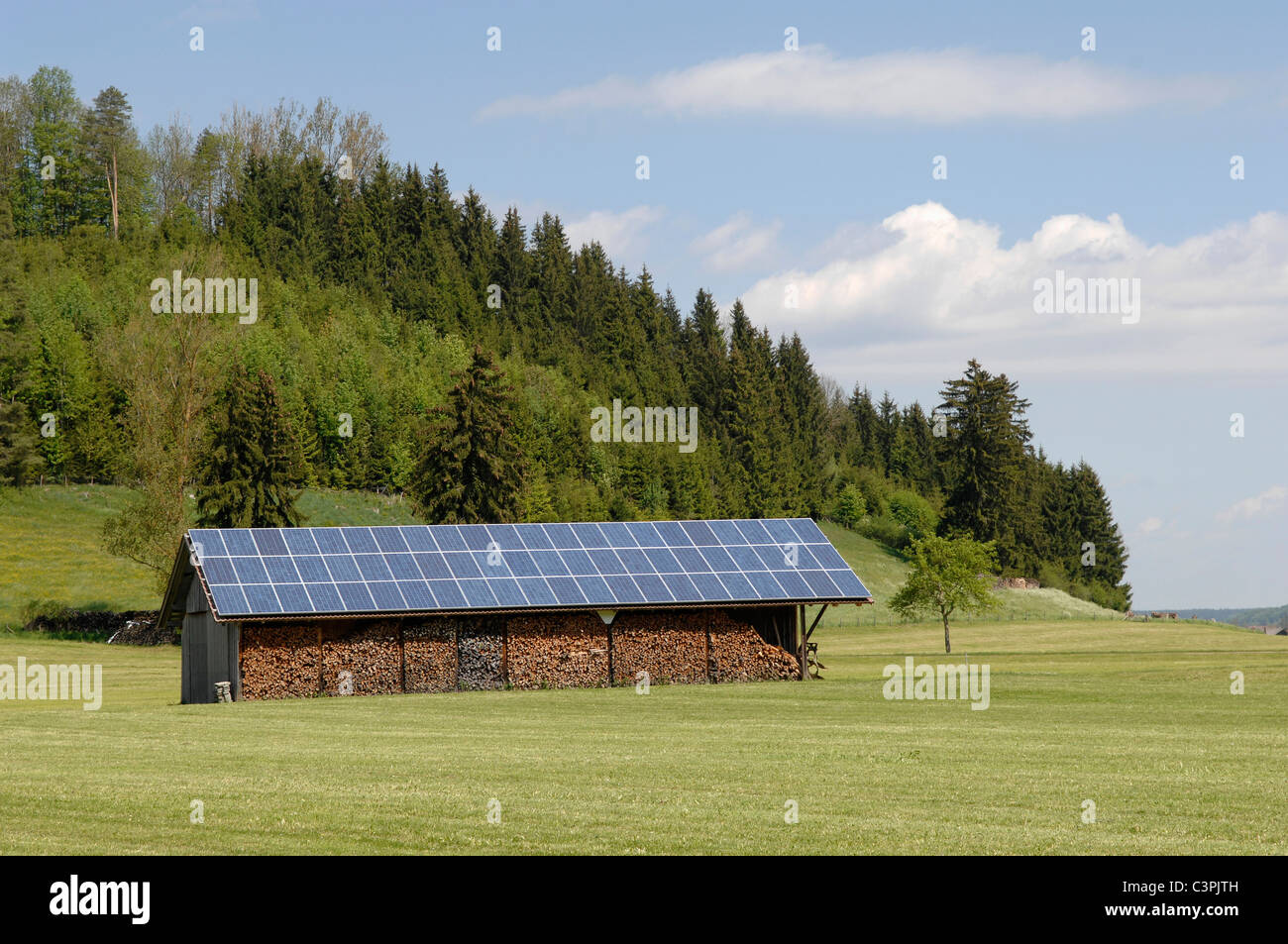 Germany, Bavaria, Wood shack with solar cell roof Stock Photo - Alamy