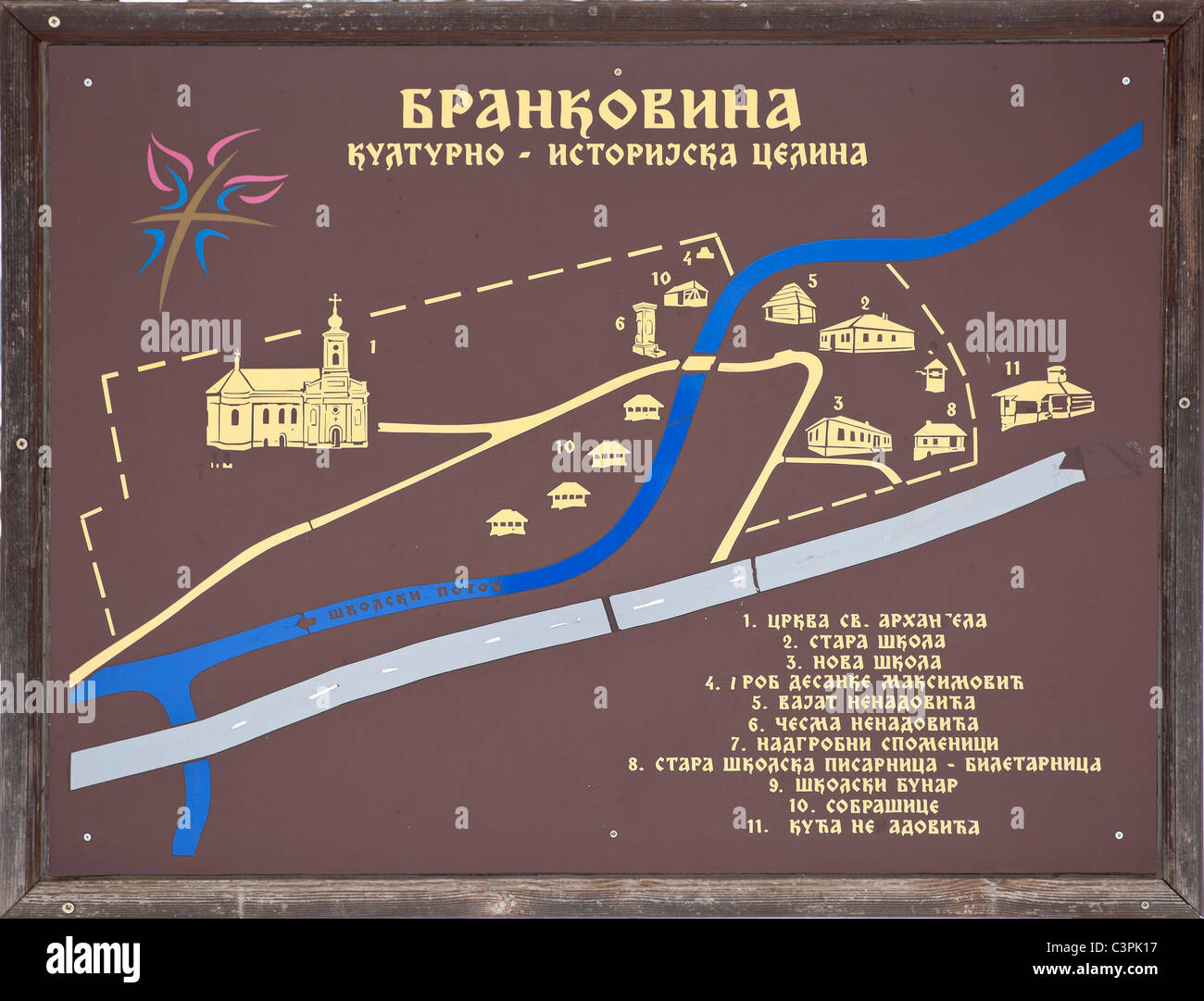 Brankovina - cultural and historical complex near Valjevo, map Stock ...
