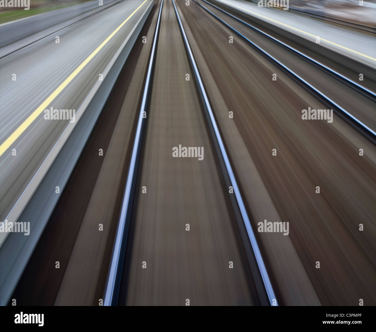 Austria, Blurred Railroad Tracks Stock Photo - Alamy