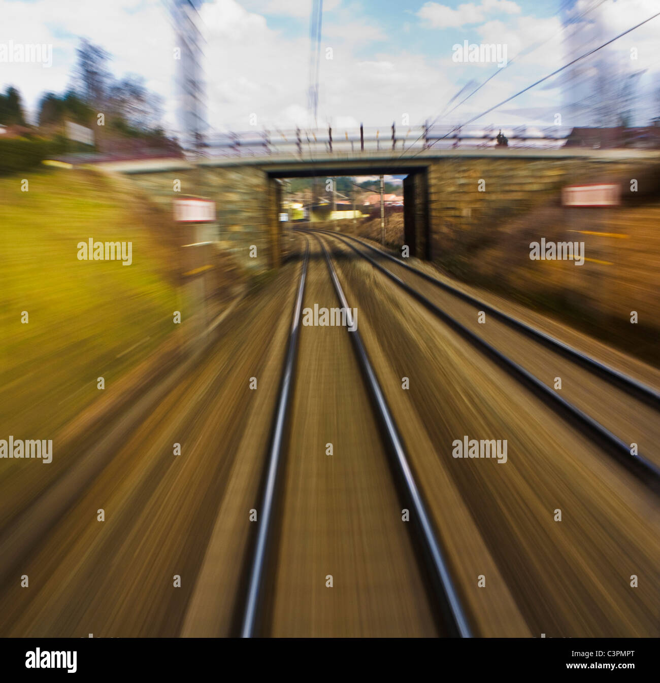 Austria, Blurred Railroad Tracks Stock Photo - Alamy