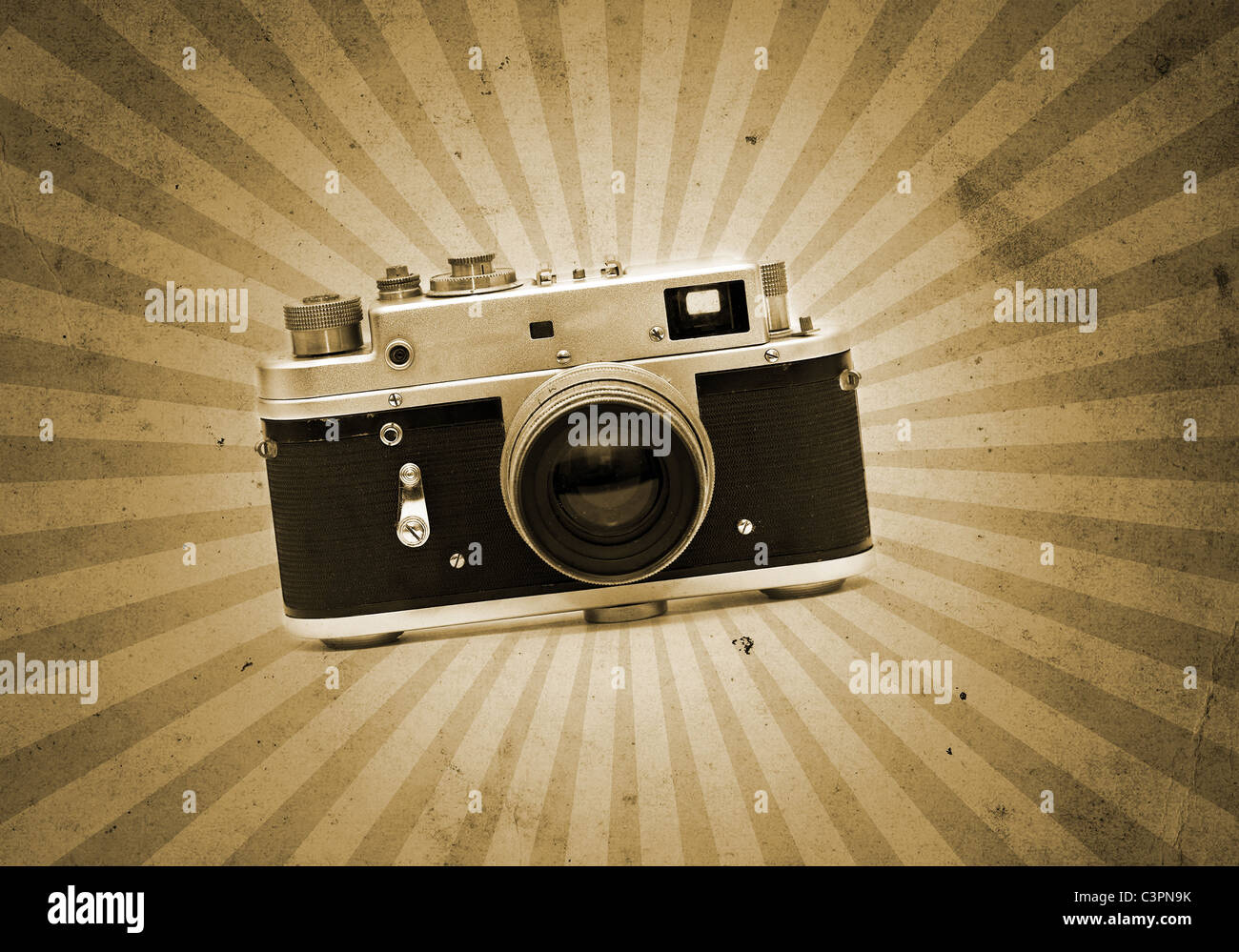 Old analog camera blended on a grunge paper textured image Stock Photo ...