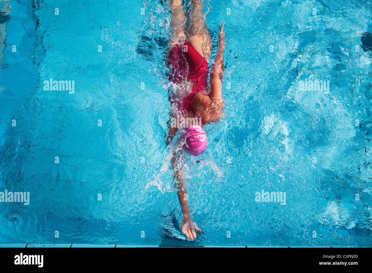 Woman swimming in pool, rear view Stock Photo - Alamy