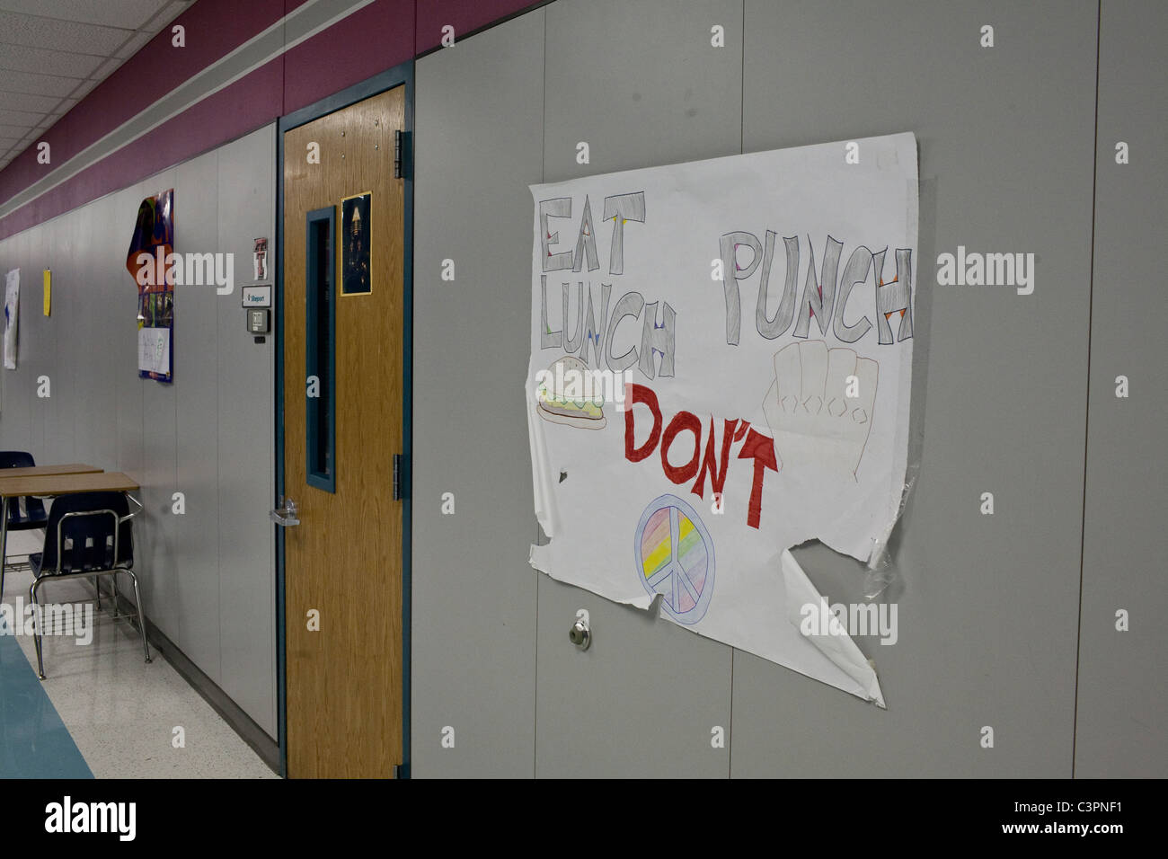 School hallway poster hi-res stock photography and images - Alamy