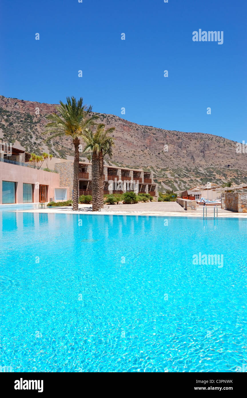 Swimming pool at luxury hotel, Crete, Greece Stock Photo - Alamy