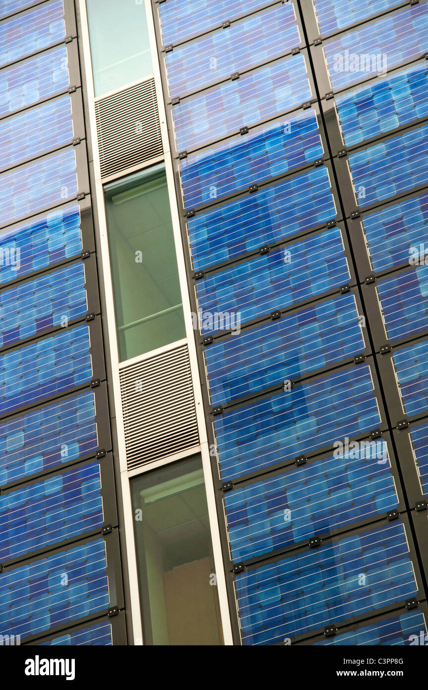 Photovoltaic façade with 246 modules with a total area of 327m² of the ...