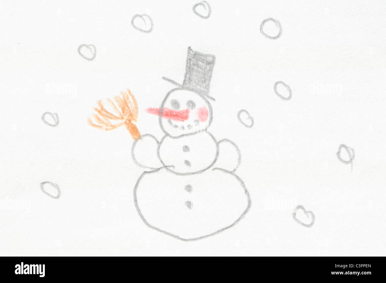 Germany, Munich, Child's drawing of snowman in exercise book Stock ...