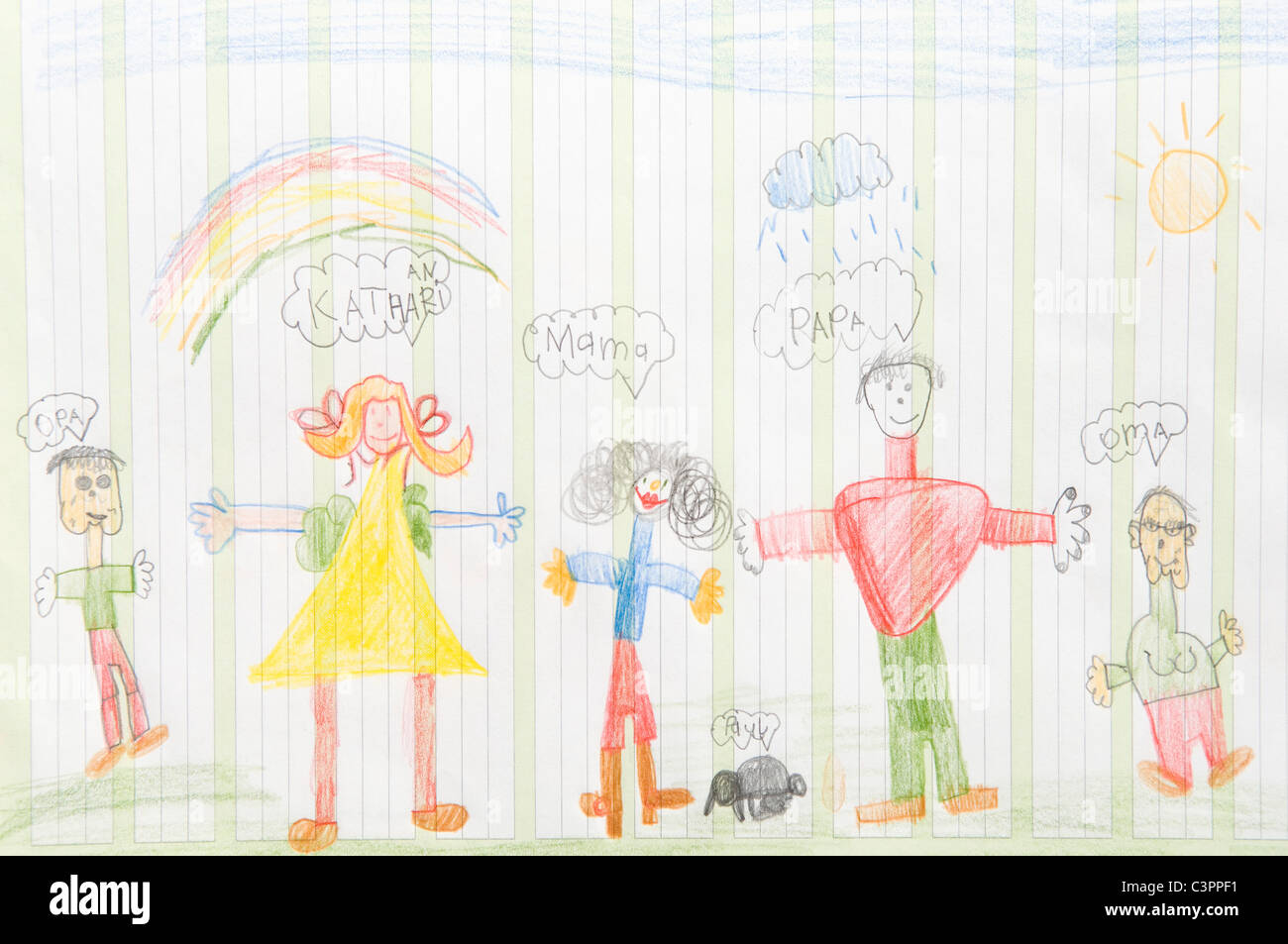 Childs drawing in exercise book hi-res stock photography and images - Alamy