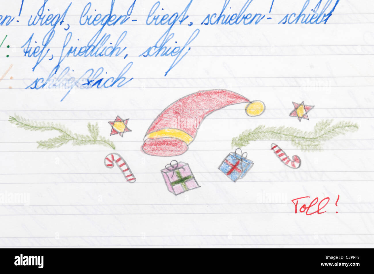 Germany, Munich, Child's drawing in exercise book Stock Photo - Alamy