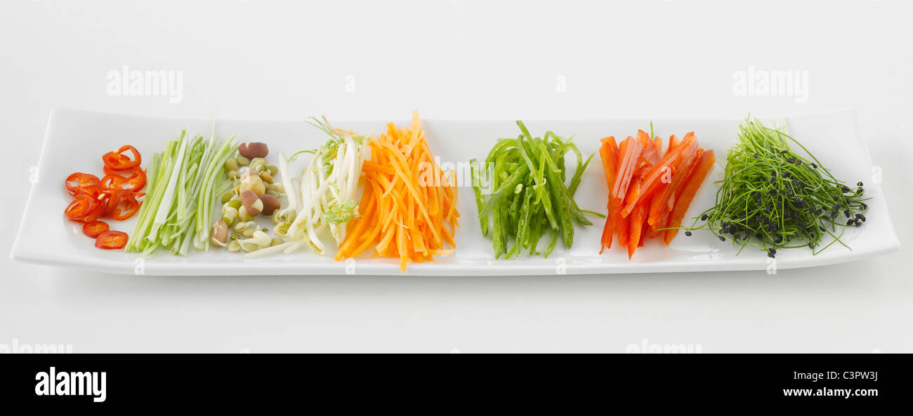 Variety of ingredients for preparing spring roll Stock Photo - Alamy