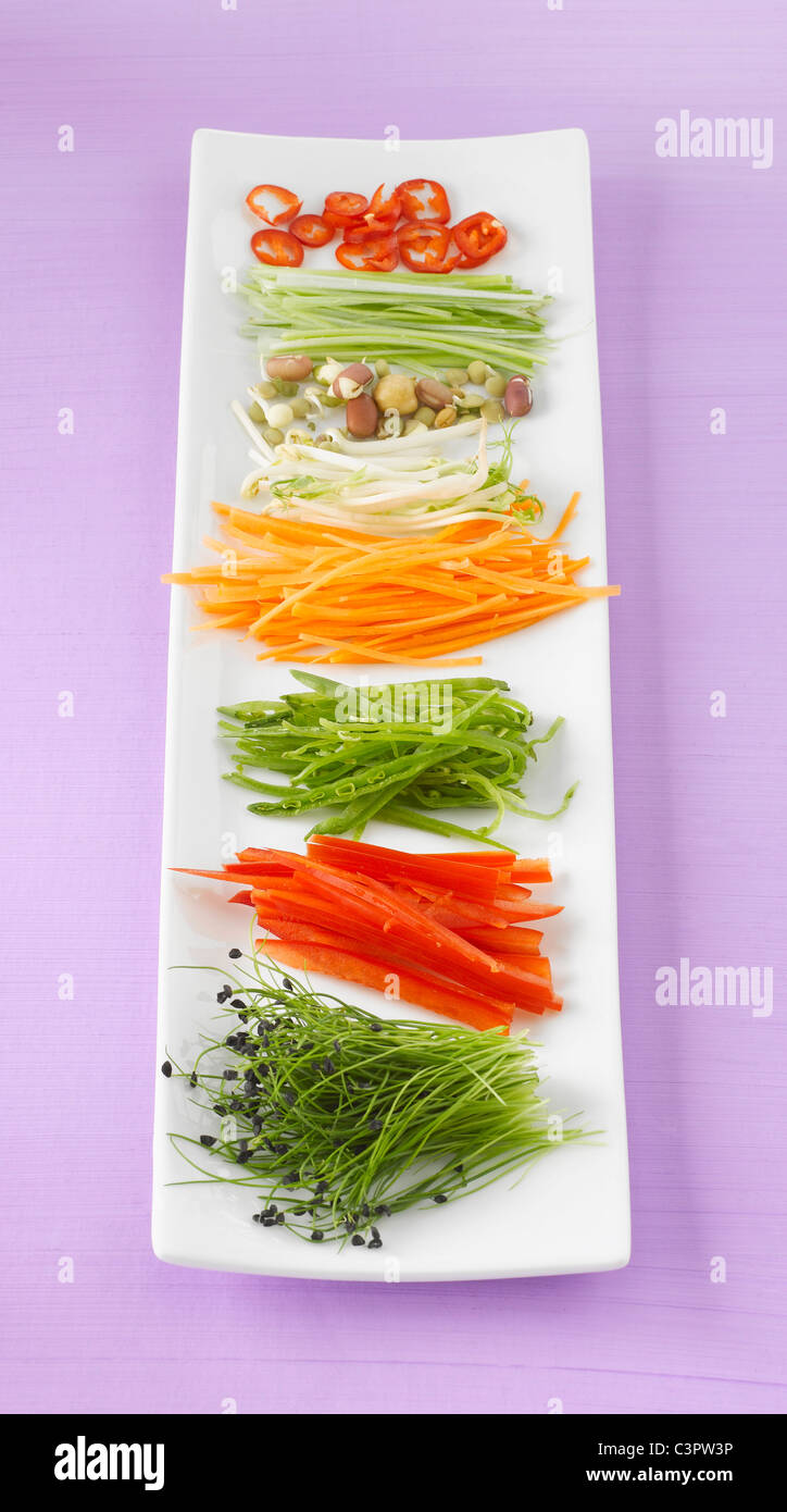 Variety of ingredients for preparing spring roll Stock Photo - Alamy