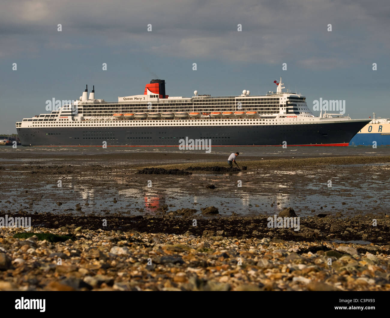 Cunard Ocean Liner Queen Mary 2 departing Southampton Hampshire England ...