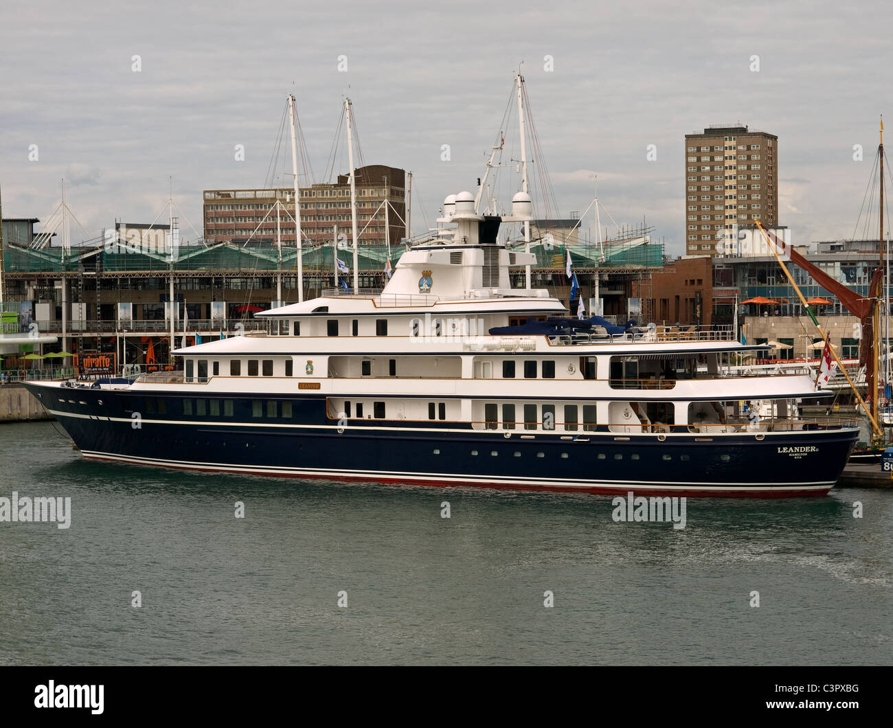 Super Yacht Leander berthed at Gunwharf Quays Portsmouth Harbour ...