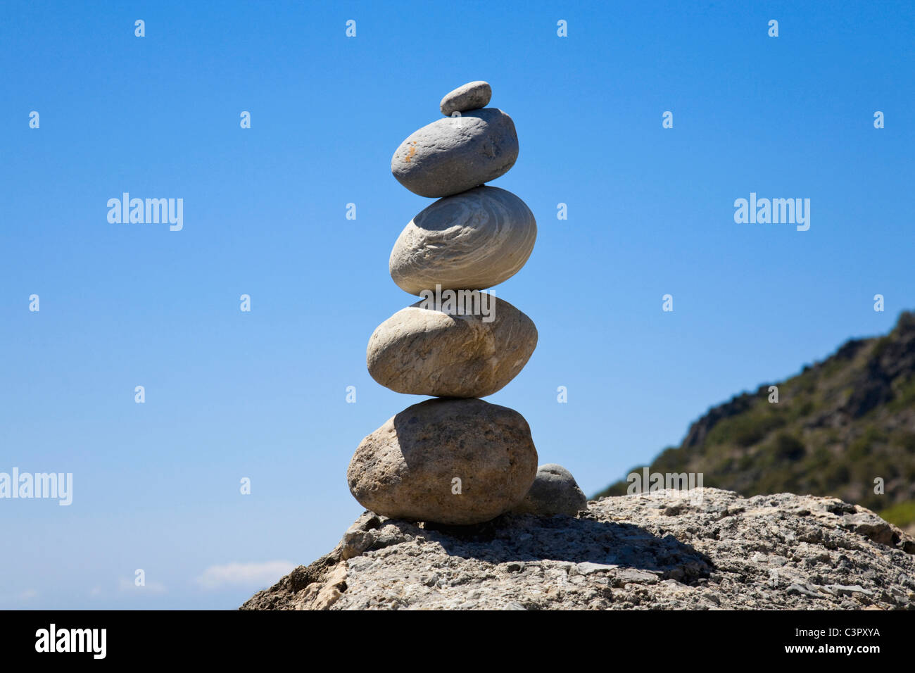 Greece, Crete, Stack of stones, close up Stock Photo - Alamy