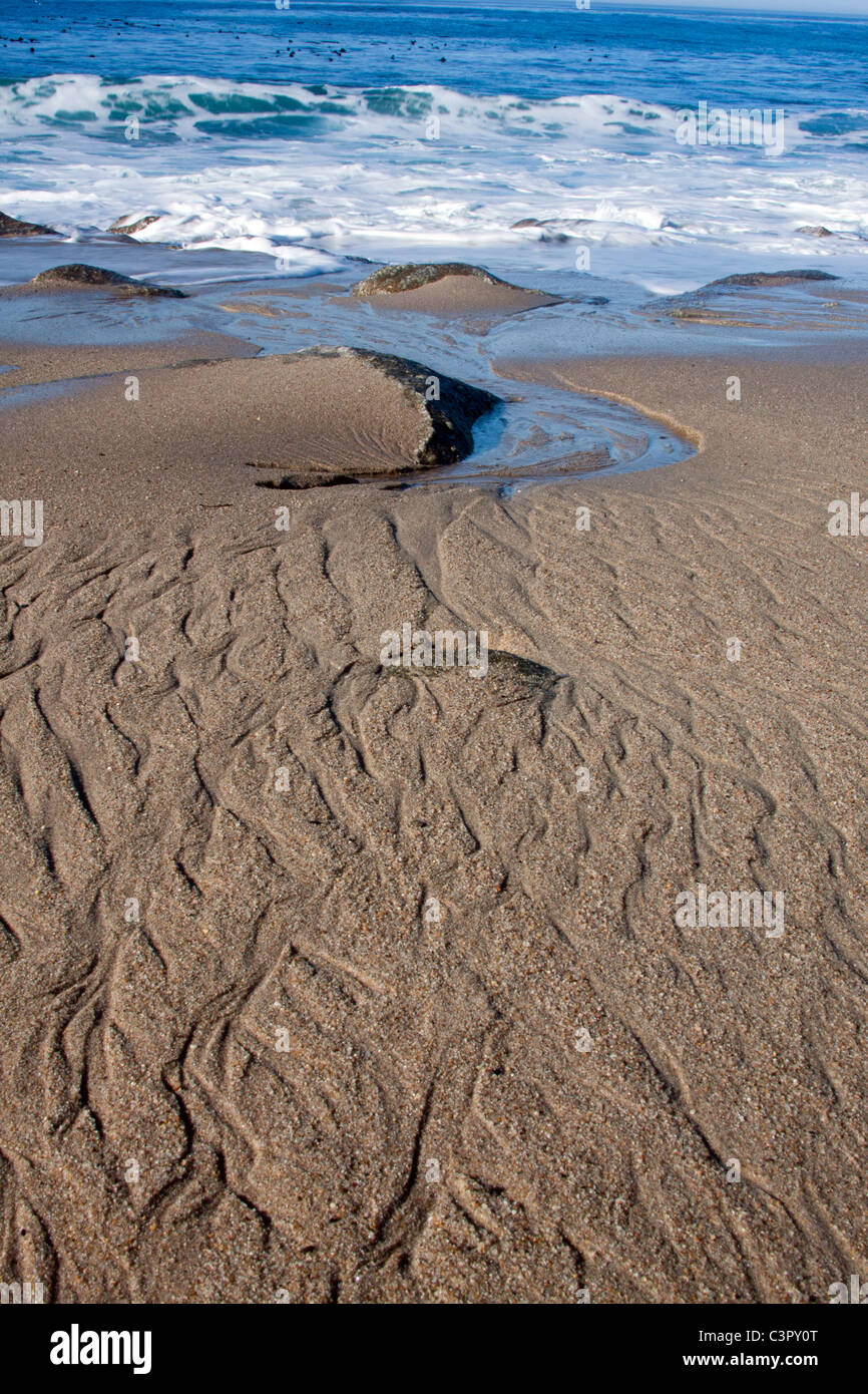 Pattern in the sand - Carmel River Beach, California Stock Photo - Alamy