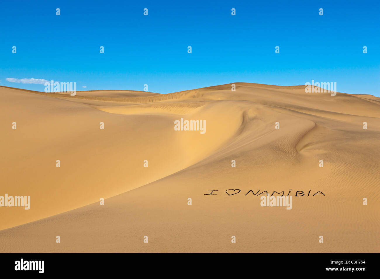 Africa, Namibia, Text I love namibia on sand in namib desert Stock ...