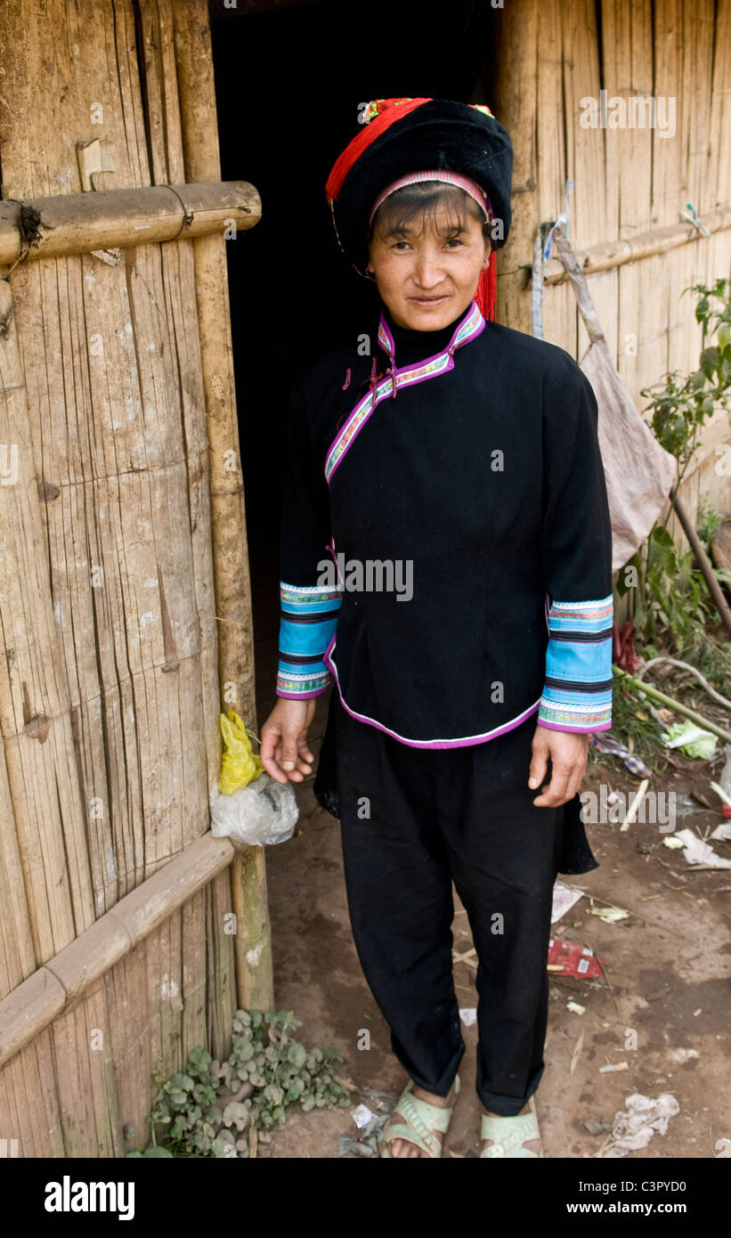 portrait of an Hani / Akha woman taken in southern Yunan province Stock ...