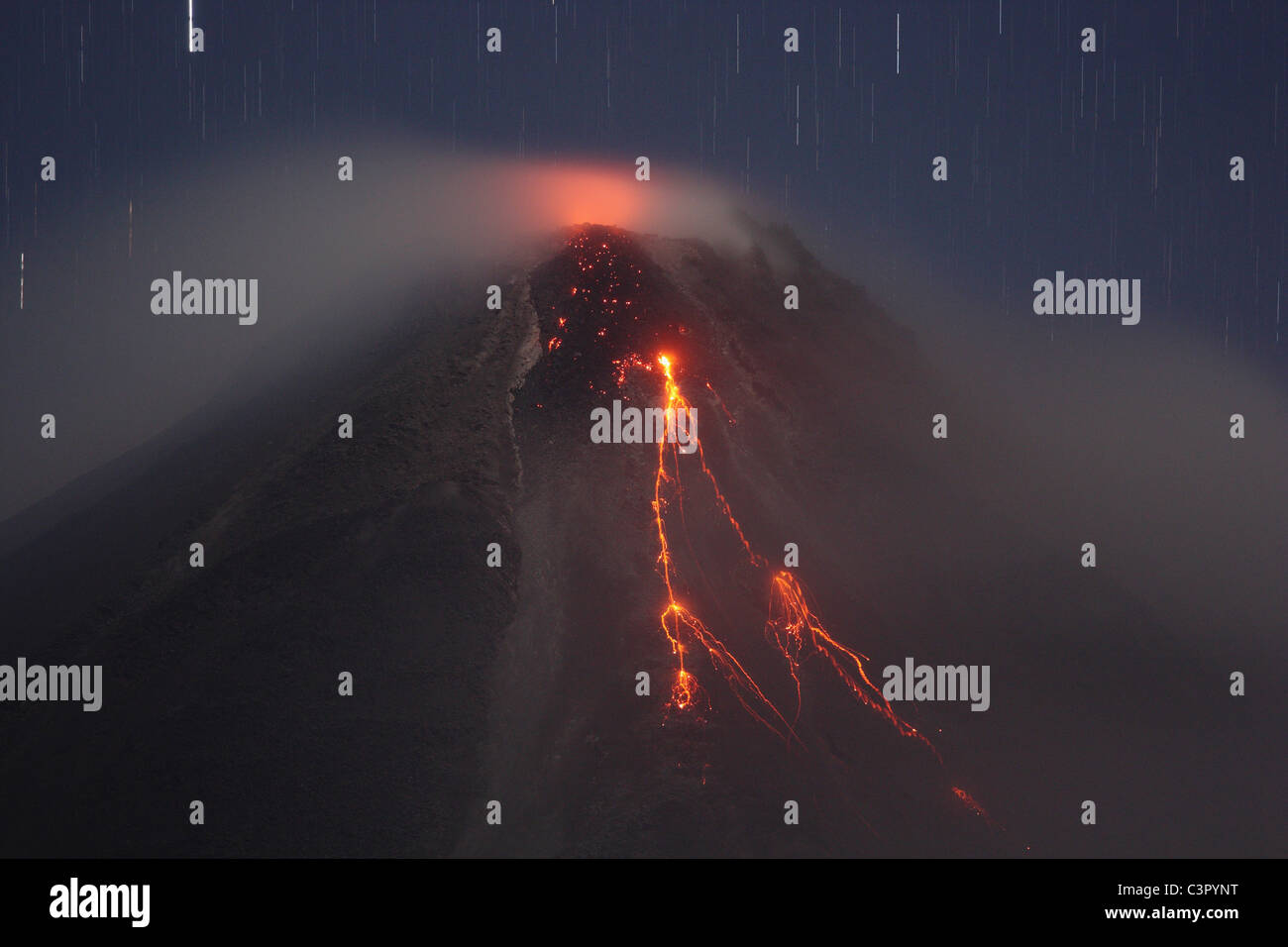 Costa Rica, Lava flow from arenal volcano eruption Stock Photo - Alamy