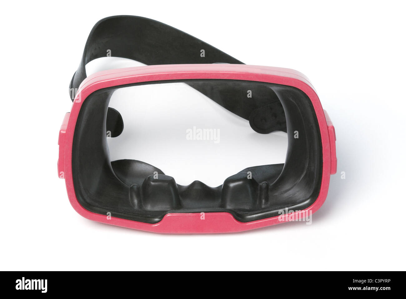 Red diving goggles isolated on white background Stock Photo - Alamy