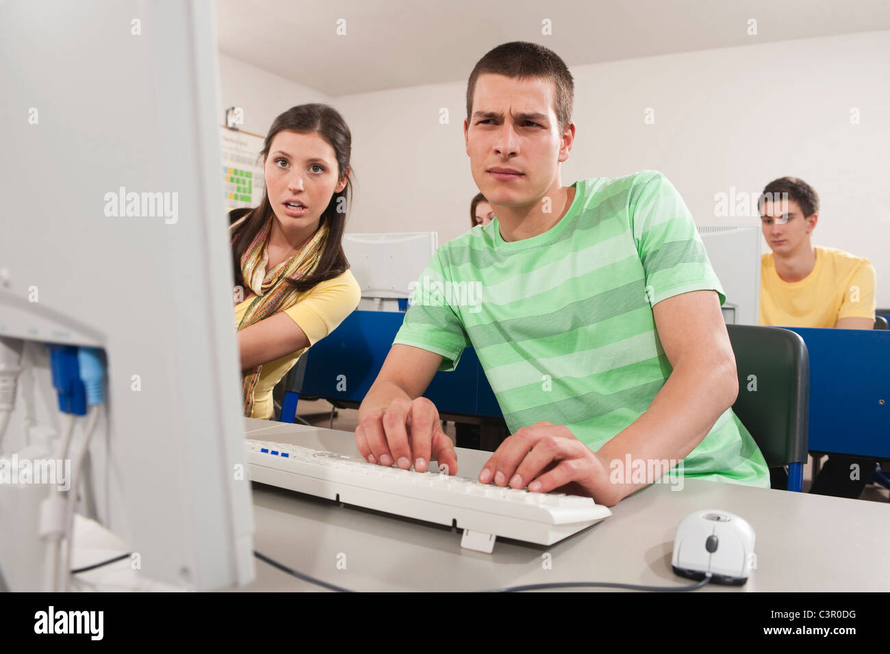 Germany, Emmering, Students using computer in computer lab Stock Photo ...