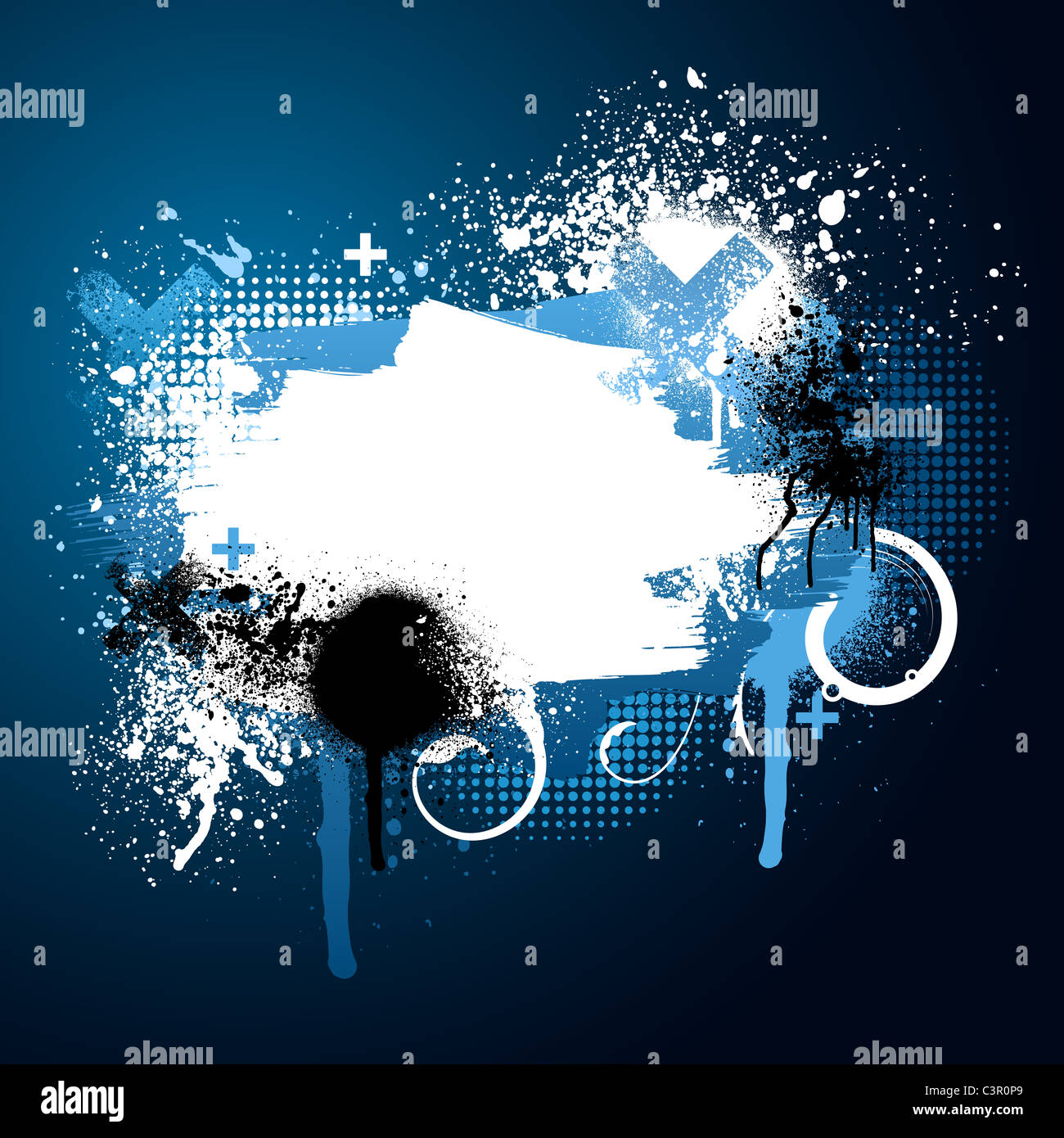 Blue and white grunge paint splatter background Stock Photo - Alamy