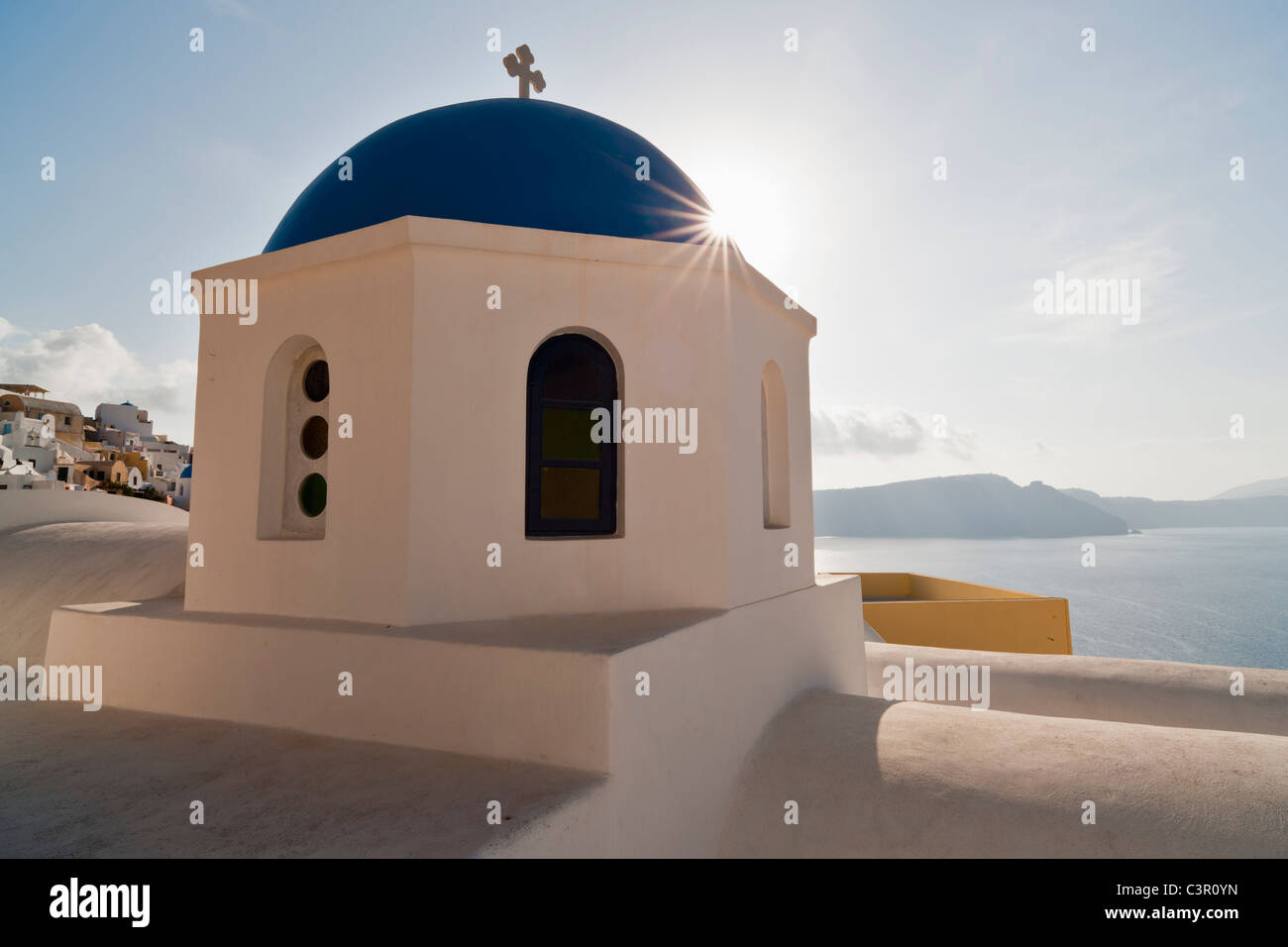 Europe, Greece, Aegean Sea, Cyclades, Thira, Santorini, Oia, Blue ...
