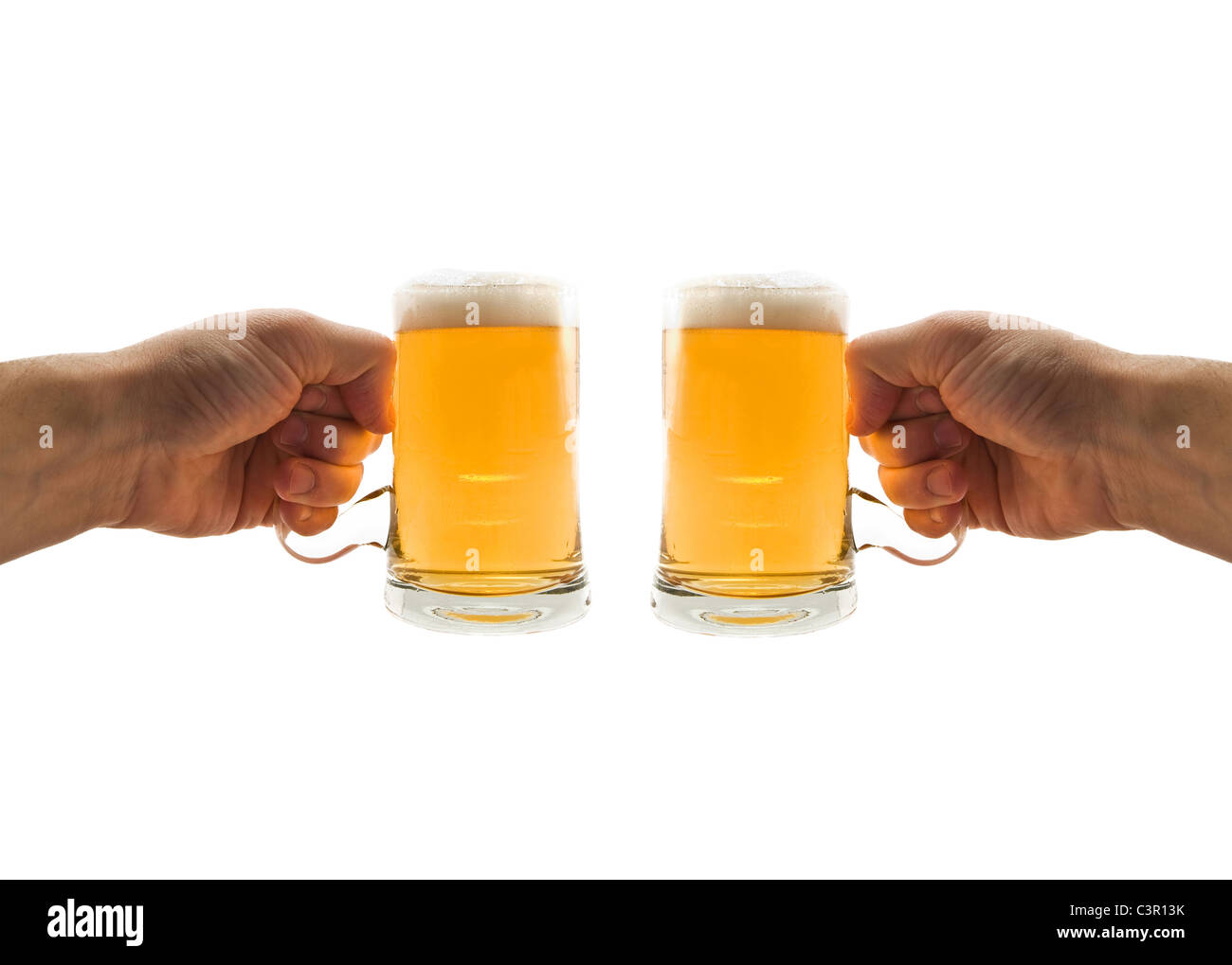 glass of beer in hands on white Stock Photo - Alamy