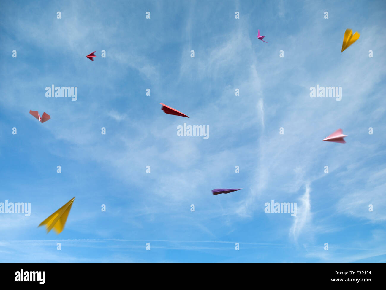 Germany, Bavaria, Paper airplanes flying in the sky Stock Photo - Alamy